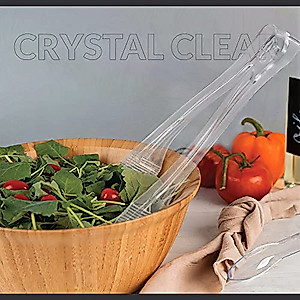 [12 Pack] Plastic Serving Tongs, 8.5 Inch Heavy Duty Disposable Utility Tongs (Clear)