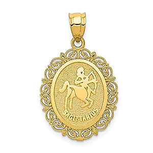 14K Yellow Gold Sagittarius Zodiac Necklace Archer Horoscope Pendant November December Birthday Charm Astrology Jewelry (Archer) Only