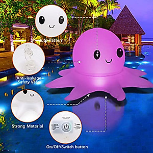 Floating Pool Lights Solar Powered Waterproof Inflatable Octopus Light with Remote Outdoor LED Glow Decoration Lighting for Swimming Pool, Pond, Garden Fountain 2Pack