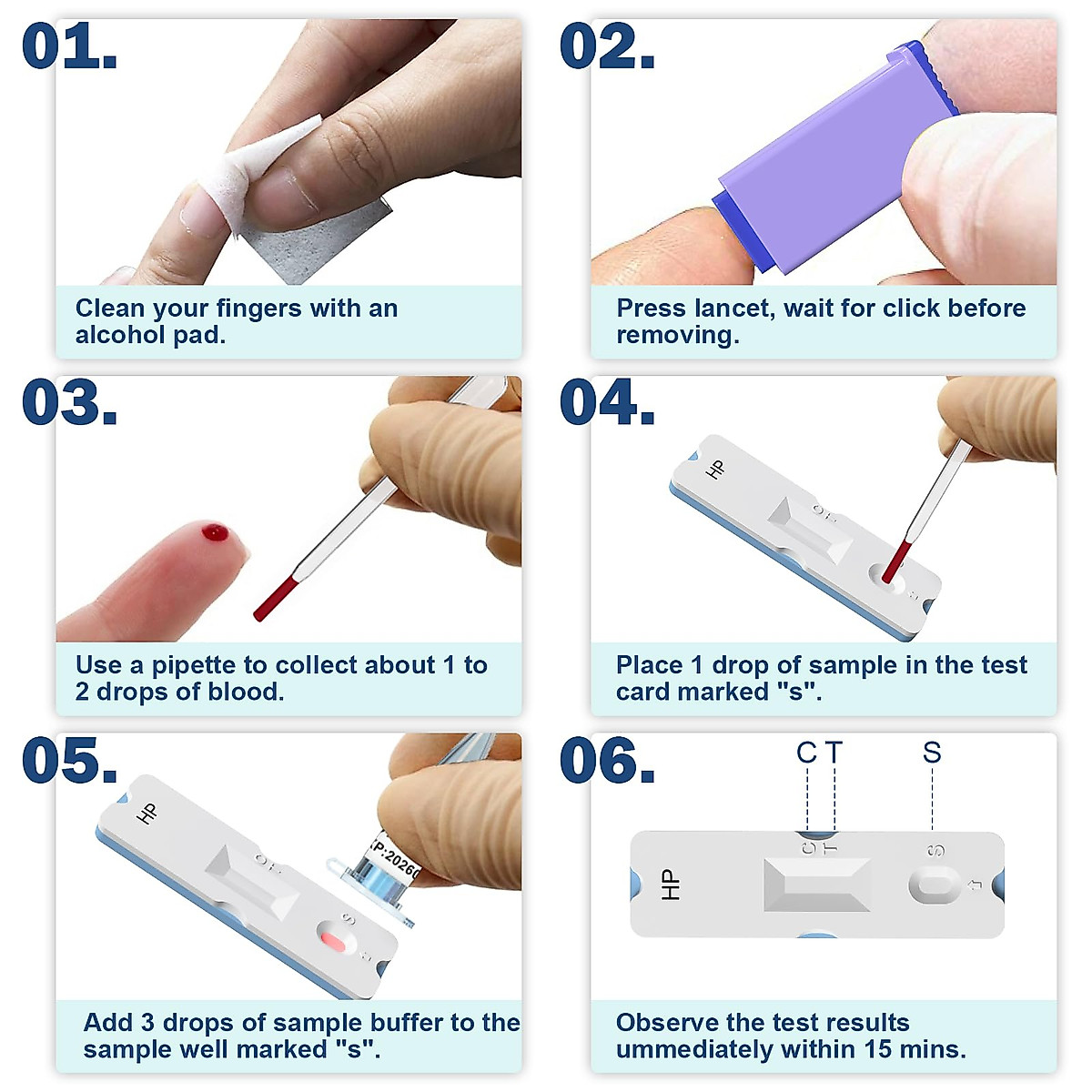 EASYIN H Pylori Test Kit: 2 Pack Helicobacter Pylori Test at Home Results in 10-15 Minutes - Fast & Highly Accurate, Easy to use & Read H-Pylori Test Kit (2)