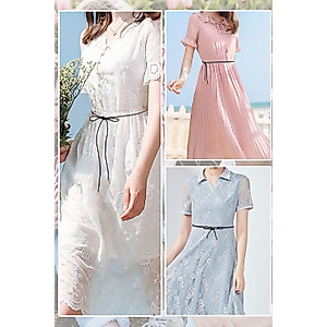 TeeYee Women PU Leather Knitted Waist String Belt/Rope/Chain Long Boho Wrap Skinny Belt (one size, black)