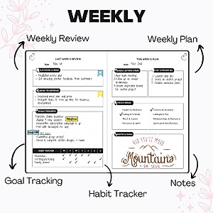 Life & Apples Growth Planner - Daily Planner for Productivity, Time Management and Goals - Undated 13 Weeks Goal Planner with Gratitude, Goal Focus and Hourly Agenda (Black)