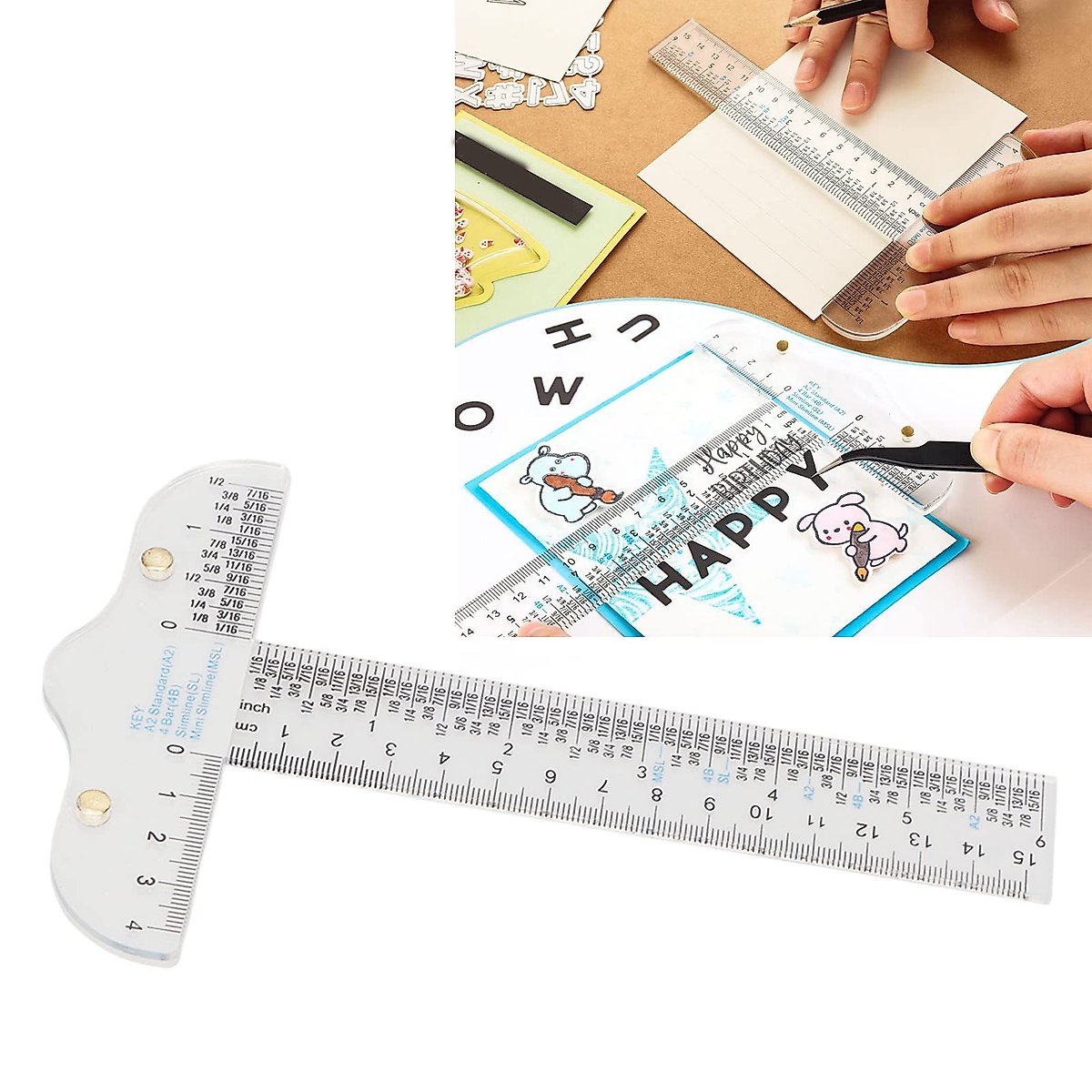 T Ruler T Ruler Inch Cm Scale Clear Acrylic Portable Multifunction Drafting Ruler Clear Graduation T Ruler for Art Binding Crafts Easy Reference