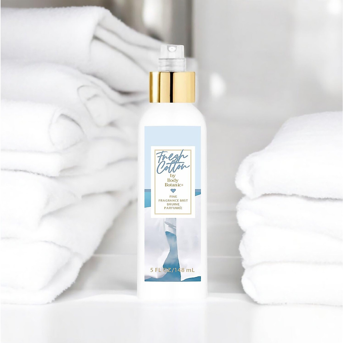Fresh Cotton ALCOHOL-FREE Fine Fragrance Mist by Body Botanic 5 Fl Oz 148 Ml - the Nostalgic Scent of Warm Cotton Drying in the Sun - with Plant Extracts (Fresh Cotton)