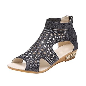 ZHOUXINGB Shoes for Women, Sandals Women Wedge Elegant Sandals Sexy Sneakers House Shoes Heels Low Booties Heels Cute Slip On Shoes Women