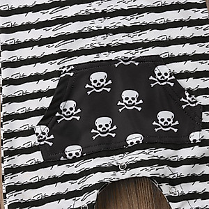 Xiaodriceee Newborn Baby Hooded Romper Boy Girl Sleeveless Striped Skull Jumpsuit Outfit Clothes 0-6 Months