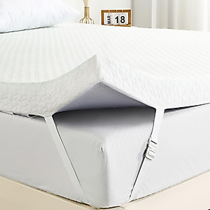 IDEALHOUSE 2024 New Queen Mattress Topper, 3 Inch Gel Infused Green Tea Memory Foam Mattress Topper, Mattress Pad with Zippered Bamboo Cover, Ventilated Design, CertiPUR-US Certified