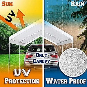 BenefitUSA 10'x20' Carport Replacement Canopy Garage Top Tarp Shelter Cover, Canopy ONLY (w/Edge)