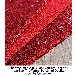 Sequin Fabric by The Yard 2 Yard Sparkly Fabric Mesh Sequins Fabric for Sewing Dress and Making Wedding Party Tablecloth Table Runner Decorations (2 Yard, Red)