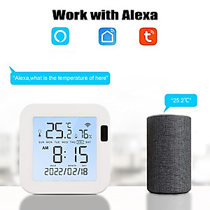 WiFi Room Thermometer Hygrometer Sensor, Temperature Humidity Monitor with Smart Alert 2 Years Free Data Storage Large Back-Light Screen, Compatible with Alexa/Google for Baby Home Garage Greenhouse