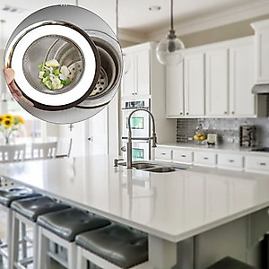 SunnySam 3pcs Stainless Steel Kitchen Sink Filter, Sink Drain Filter, Garbage Filter, Floor Drain, Hair Anti-Plugger, Suitable for Kitchen Sink, Bathroom Sink, etc. (Silver)