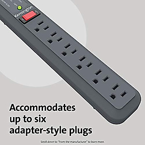 Kensington Guardian 6 Outlet, 15-Foot Cord, & 540 Joules Premium Surge Protector (K38215NA), Black