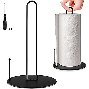 Black Paper Towel Holder Countertop,Kitchen Paper Towel Stand Holder for Standard and Large Size Rolls