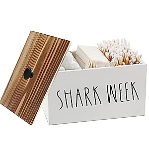 Tampon Holder for Bathroom,Farmhouse Bathroom Organizer,Rustic Wood Bathroom Storage Bin with Lid, Wood Movable Partition Feminine Product Organizer with Lid ,Bathroom Accessories Decor Box (Rustic)