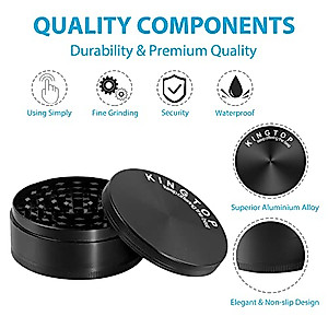 KINGTOP Spice Grinder Large 3.0 Inch Black