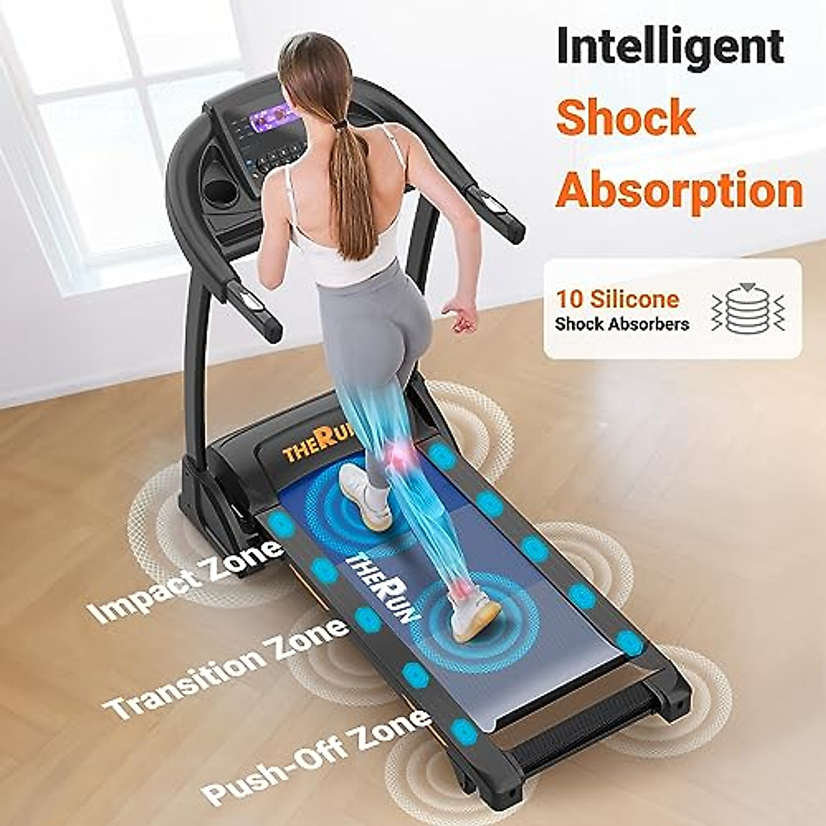 THERUN Incline Treadmill, Treadmill for Running and Walking, 300 lbs Weight Capacity Folding Treadmill with 0-15% Auto Incline, Wide Belt, 3.5HP, App, Heart Rate, Black