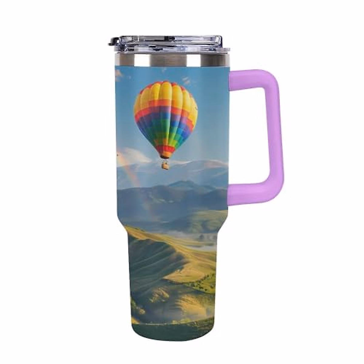 Hot-Air Balloons 40 Oz Tumbler Insulated Stainless Steel Water Bottle Travel Mug Car Cup with Handle And Straw