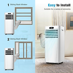 ZAFRO 8,000 BTU Portable Air Conditioners, Air Conditioner for Room Up to 350 Sq.Ft, 3-in-1 Portable AC Unit Cool & Dehumidifier & Fan Modes with Remote Control/Drain Hose, White