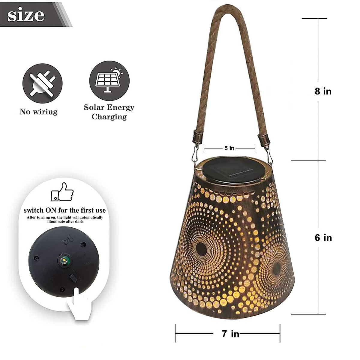 UPCLOUD Solar Lantern Lights Outdoor, Solar Lanterns Outdoor Waterproof Patio Decor Hanging Lanterns for Garden, Courtyard, Table Pathway Party Yard Decorations (Dot)