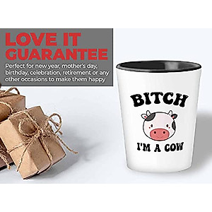 Bubble Hugs Animal Shot Glass 1.5 oz - Im a Cow - Kawaii Farm Farmer Cute Cow Lovers Sarcasm