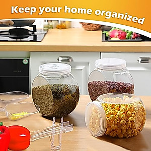Sunnyray 18 Pcs Candy Jar Set 6 Pcs 71 oz Round Container Jars with Lids 6 Pcs Scoops 6 Pcs Tongs Plastic Containers for Cookies Snacks Candies Gifts Storage Containers Countertop Display Container