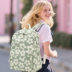 Bluboon School Backpack Teens Girls Boys Kids School Book Bags with Lunch Box Pencil Bag (White)