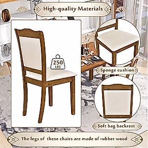 Origeture Dining Table Set for 4 Small Spaces, Solid Wood Dining Set with 4 Chairs, 5 Piece Kitchen Table Set for Apartment, Rectangle Breakfast Table and Chairs (Dining Table Set for 4, Walnut)