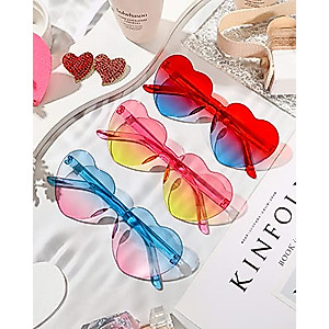 JDHXBMW Heart Sunglasses for Women 4Pairs Heart Shaped Sunglasses Rimless Fun Heart Glasses for Adult Party Favors
