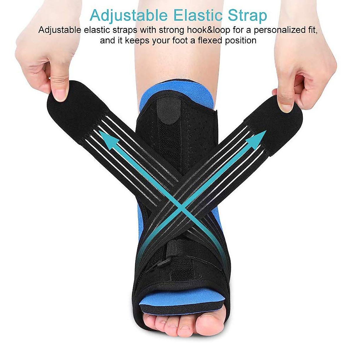 MHKGIOA Plantar Fasciitis Night Splint - Foot Drop Brace Splint with Spiky Massage Ball for Ankle Sprain,Achilles Tendinitis & Pain Relief