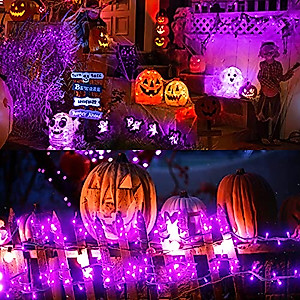 Solar String Lights Outdoor Waterproof 8 Modes 200 LED 72ft Solar Fairy Lights Outdoor for Patio Garden Fence Path Holiday Party Halloween St. Patrick's Day Christmas Decorations (Purple-2 Pack)