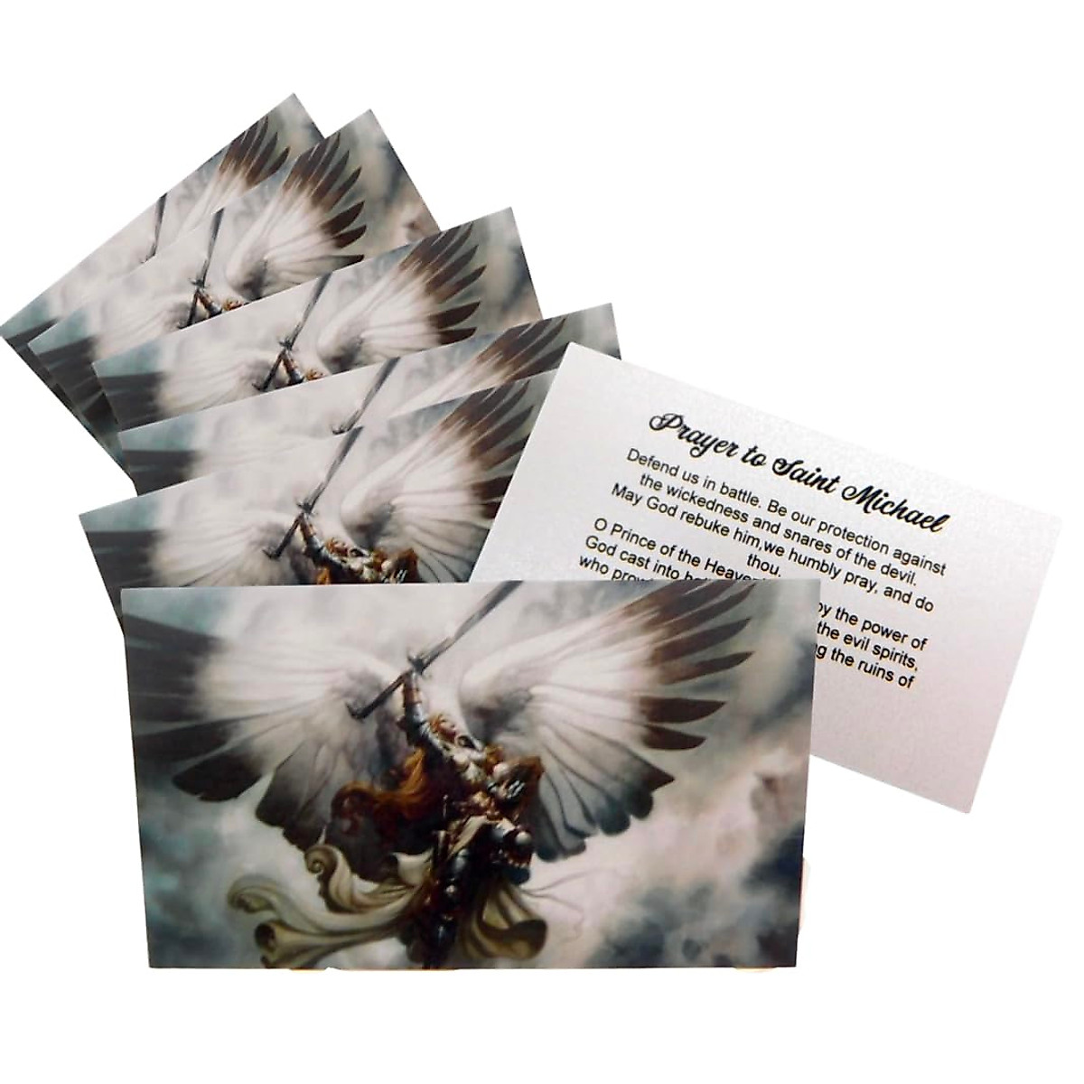Westmon Works St Michael the Archangel Holy Card Bulk Pack with Prayer on Back Patron Saint of Police and Soldiers Made in the USA, Set of 10