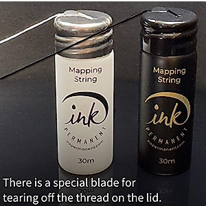 Ink Permanent Black and White Brow Mapping String [2 X 100 Ft Bottles - 60 m] Pre-Inked Mapping String for Permanent Makeup and Microblading Supplies | Brow Mapping Kit |Brow Mapping