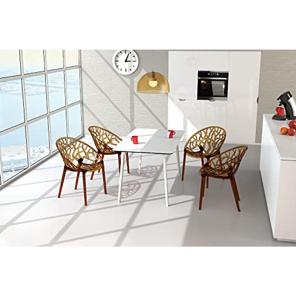 Compamia Crystal Polycarbonate Patio Dining Chair in Amber (Set of 2)