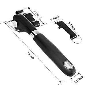 NLAAHCE Can Opener Smooth Edge - Safety Can Opener Manual, Handheld Can Opener features Ergonomics Design for Seniors with Arthritis and Weak Hands, with Bottle Opener Set