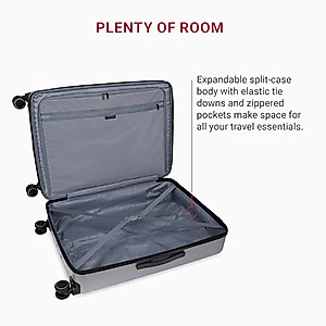 SwissGear 8020 Eclipse Hardside Expandable Luggage with Spinner Wheels, Ultimate Grey, Checked-Large 27-Inch