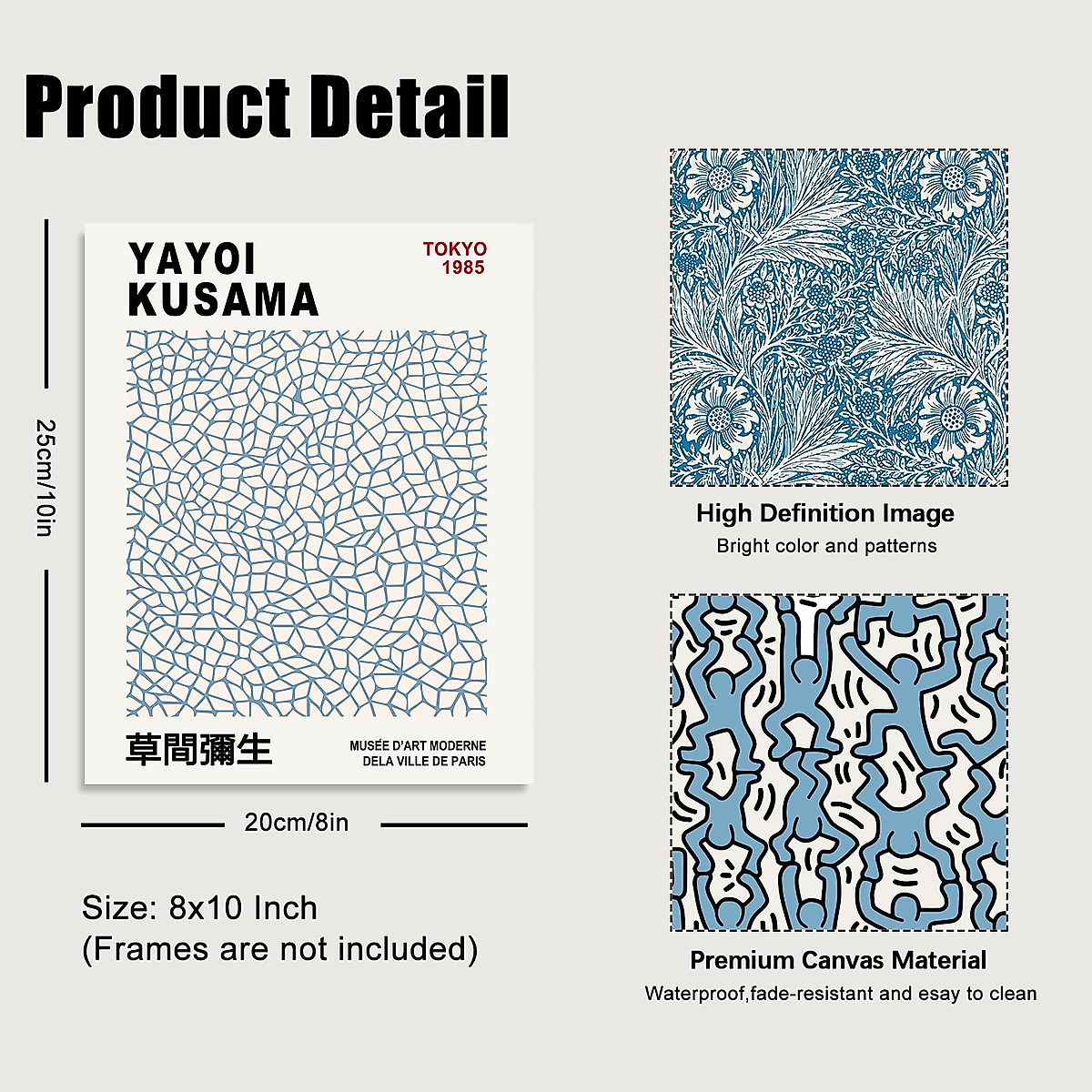 Matisse Wall Art Prints Set of 6, Abstract Blue Matisse Wall Art Exhibition Posters, Modern Blue Matisse Print William Morris Painting Yayoi Kusama Poster Claude Monet Prints, Boho Canvas Art Prints