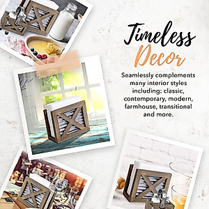 Autumn Alley Farmhouse Napkin Holder - Upright Wooden Napkin Holder - Classic Barn Door Motif with Galvanized Metal - Rustic Napkin Holder for Farmhouse Kitchen Décor - Durable Country Napkin Holder