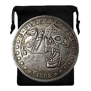 Kocreat Copy 1888 U.S Hobo Coin - War Horse Crusaders Skull Silver Plated Replica Morgan Dollar Souvenir Coin Lucky Coin