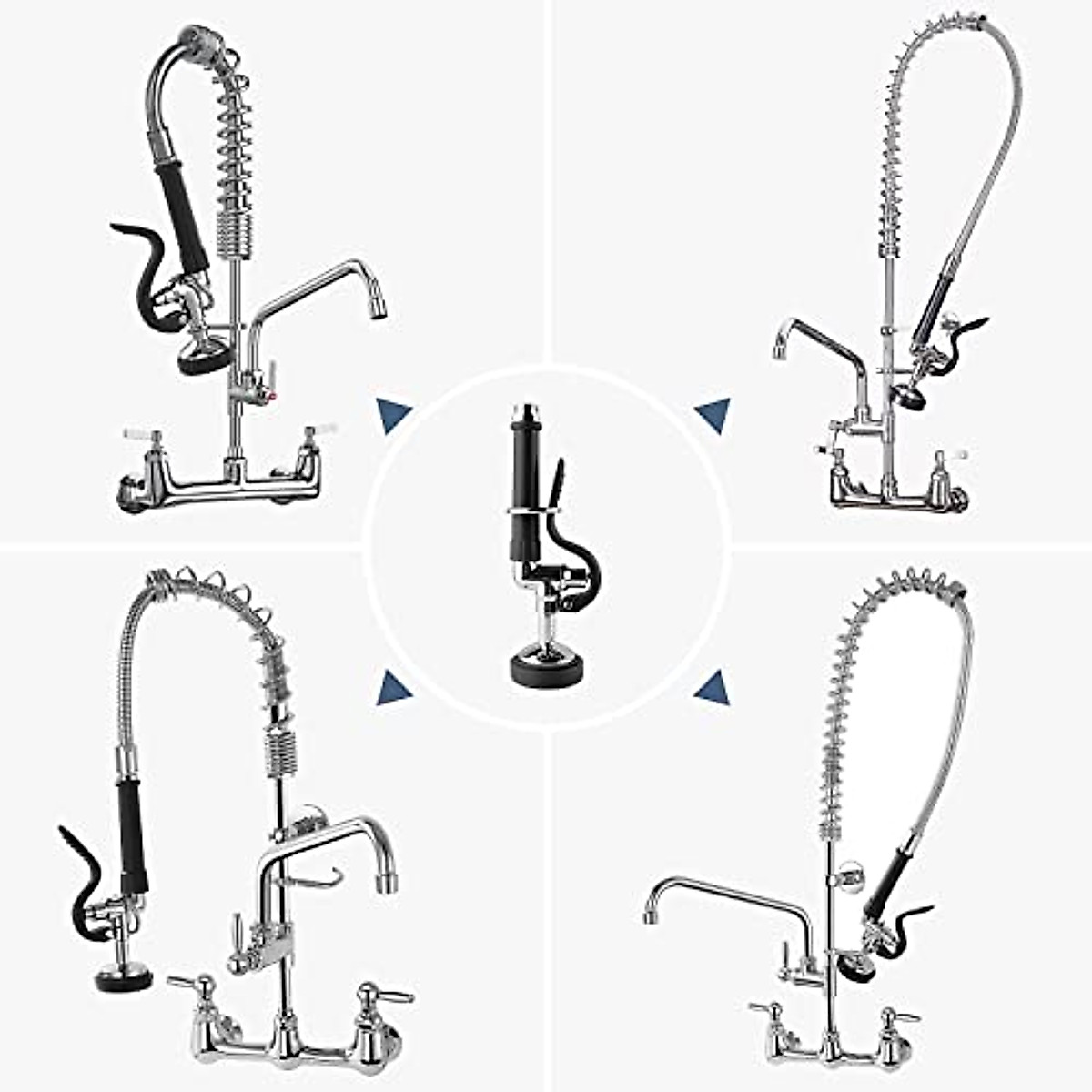 Pre Rinse Sprayer Commercial Sink Sprayer Head,1.42GPM Spray Valve Dish Sprayer Nozzle with Ergonomic Handle, Commercial Faucet Parts for Commercial Kitchen Faucet,Chrome Finished（Black）