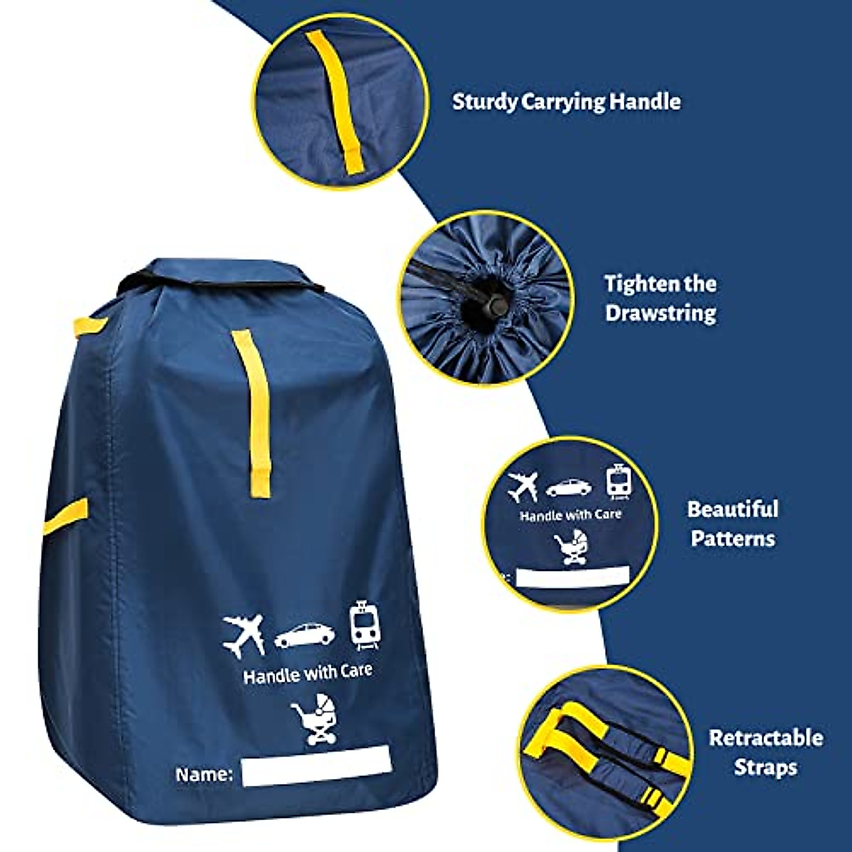 Car Seat Travel Bag for Air Travel, Durable Water Resistant Protector Foldable Infant Carseat Bag Airplane Gate Check Bag with Padded Straps, Stroller Bag for Airplane, for Safe & Secure Car Seat