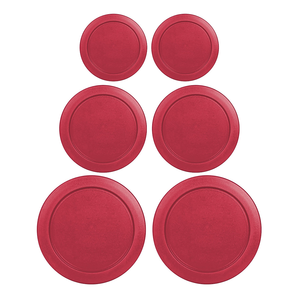 Replacement Lids for Pyrex Containers Round Glass Food Plastic (2) 2-Cup (2) 4-Cup (2) 7-Cup (Red)