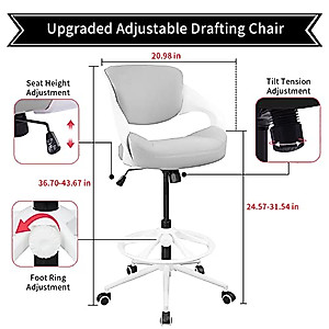 BOJUZIJA Tall Office Chair,Drafting Chair,Standing Computer Desk Chair with Foot Rest- Waist Support Function-Grey