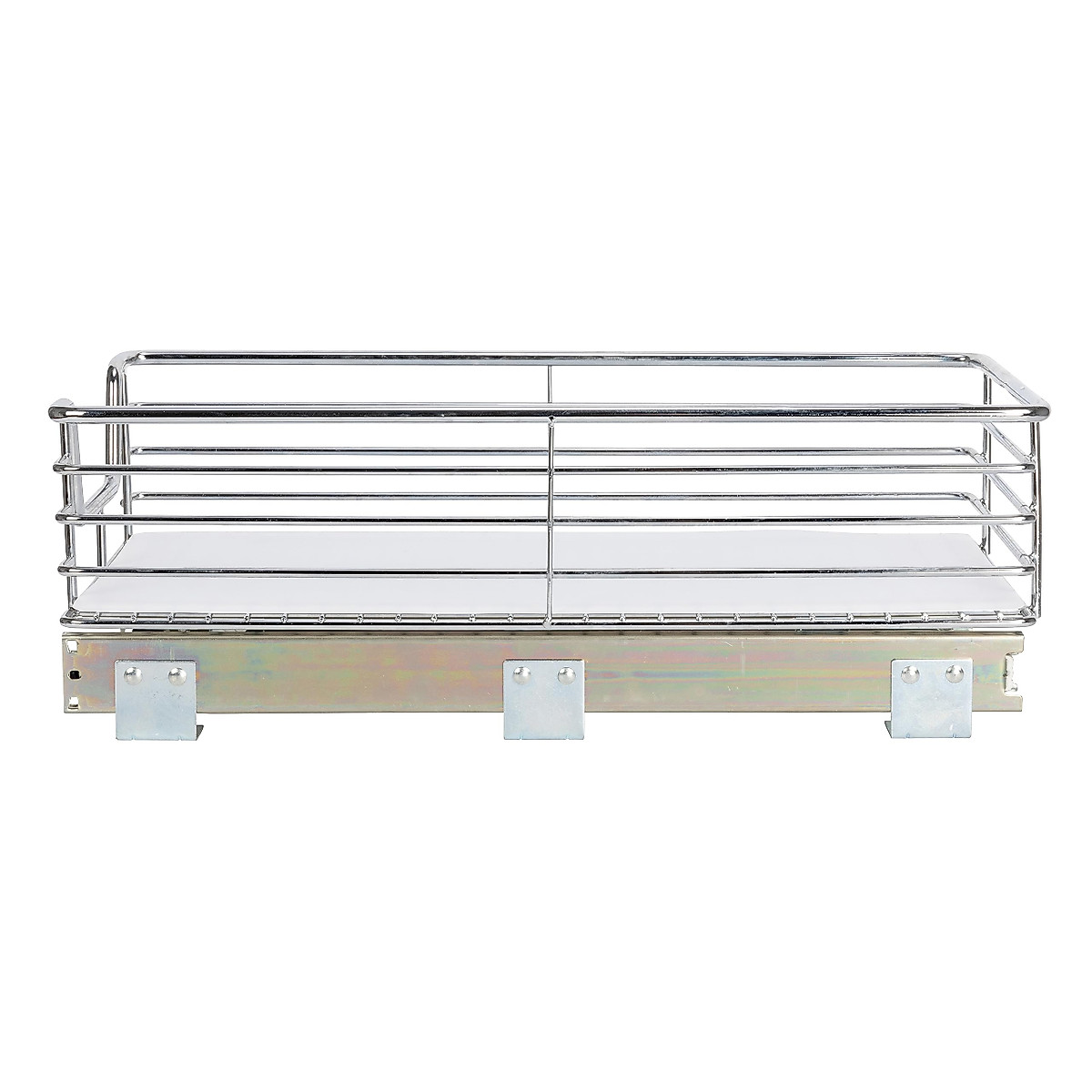 Household Essentials Design Trend 11.5" Extended Depth 1-Tier Single Basket Sliding Shelf Under Cabinet Organizer, White