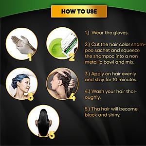 BIOGREEN ROOTS Ammonia-Free Herbal Hair Shampoo - Effectively Covers Gray Hair for Men and Women - Natural Color and Herbal Nourishment - No Stain on Skin - Natural Black (20 sachets x 25 ml)