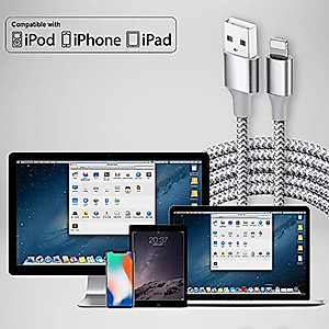 iPhone Charger,iPhone Charging Cable[Apple MFi Certified] Lightning Cable 5Pack 3/3/6/6/10FT Nylon Braided iPhone Fast Charger Cord Data Sync USB Wire for iPhone 14/13/12/11Pro/XR/X/8/7/6/5/SE,AirPods
