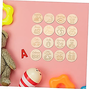 LIFKOME 16pcs Removable Labels Kids Baskets Wood Tags Kids Storage Organizer for Labels for Home Décor Wooden Round Circle for Home Decoration Wooden Round Circle Decoration Crafts