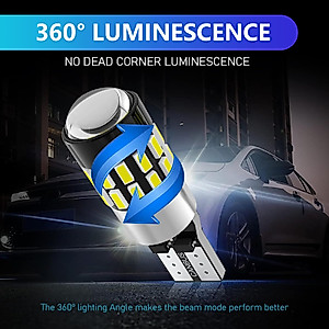 Slykew Pack-2 Car Super Bright LED Bulb, 3014-30SMD Non-polarity License Plate Light, Backup Reverse Lights, for Most Cars SUVs and Trucks 360 Degrees Aluminum Plug-and-play Bulb (White Light)