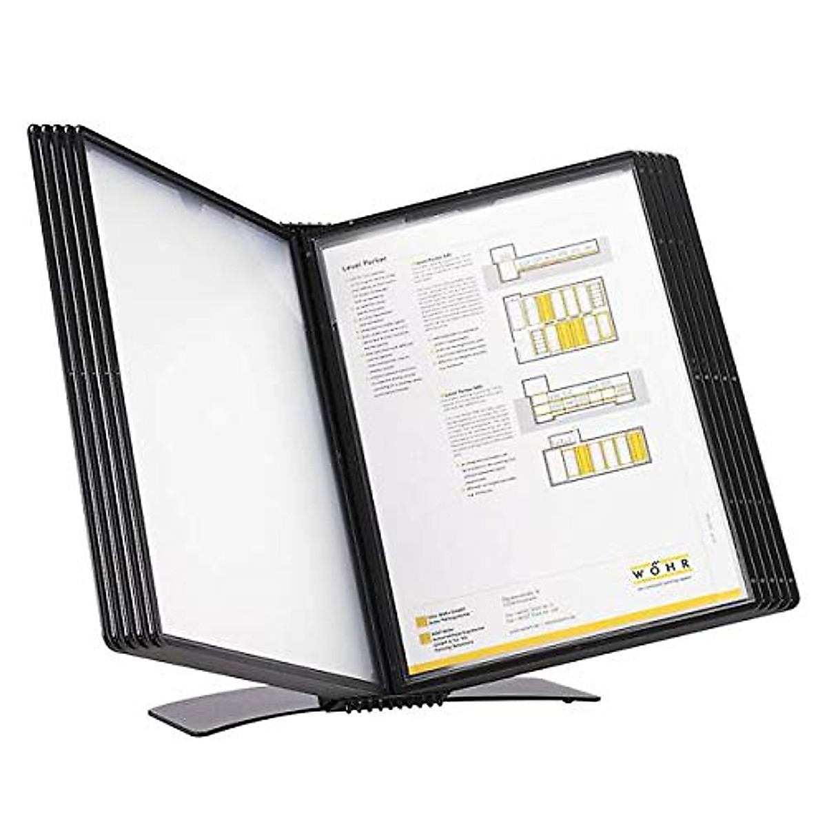 Tarifold Desktop Reference and Display System 10 Double-Sided Pockets - Black-Framed - Letter-Size - 20 Sheet Capacity (EZD771)