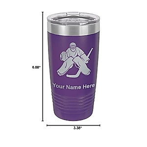 LaserGram 20oz Vacuum Insulated Tumbler Mug, Hockey Goalie, Personalized Engraving Included (Dark Purple)
