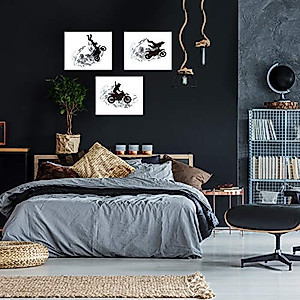 Zonon Motocross Dirt Bike Wall Art Prints Motocross Silhouette Poster Photos 9 Pieces 8 x 10 Inch Unframed Wall Decor for Man Cave Living Room Office Bedroom